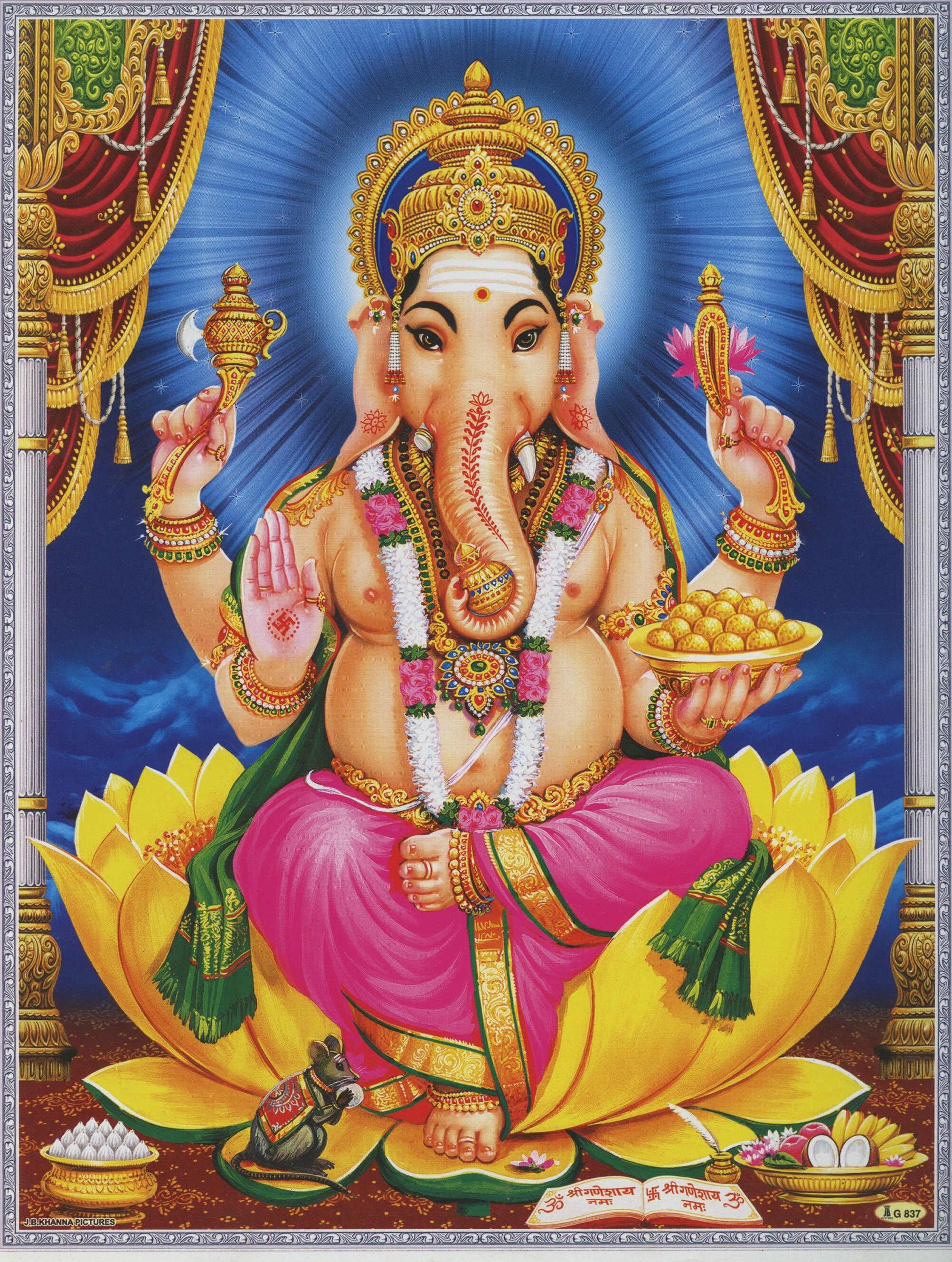 Ganesh Art, Ganesh ... Vintage-style Indian Hindu Devotional Print. - Etsy