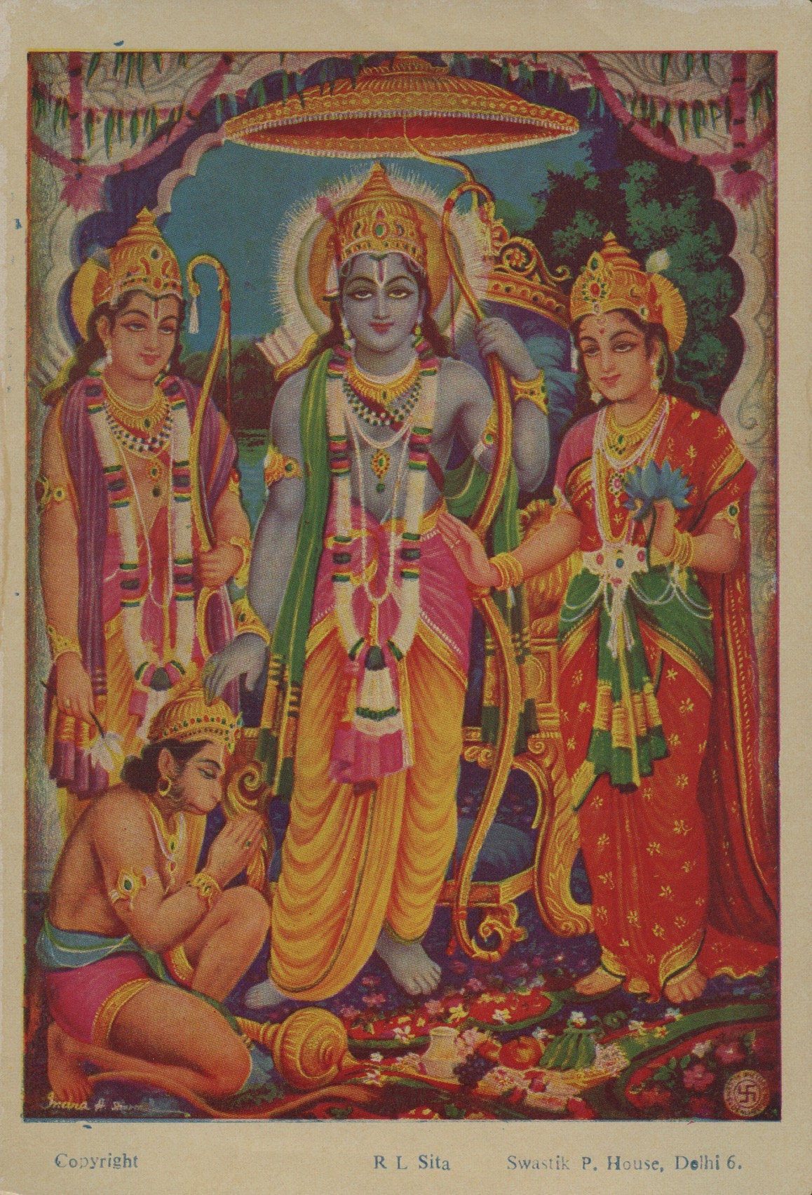Rama & His Family With Hanuman ... Vintage Indian Devotional - Etsy
