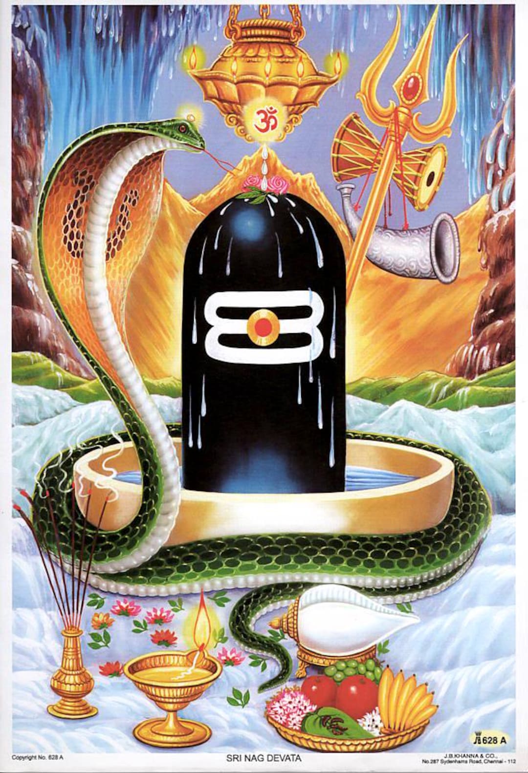 Shiva Linga Pooja - vintage Indian Hindu Devotional Poster Print - Etsy