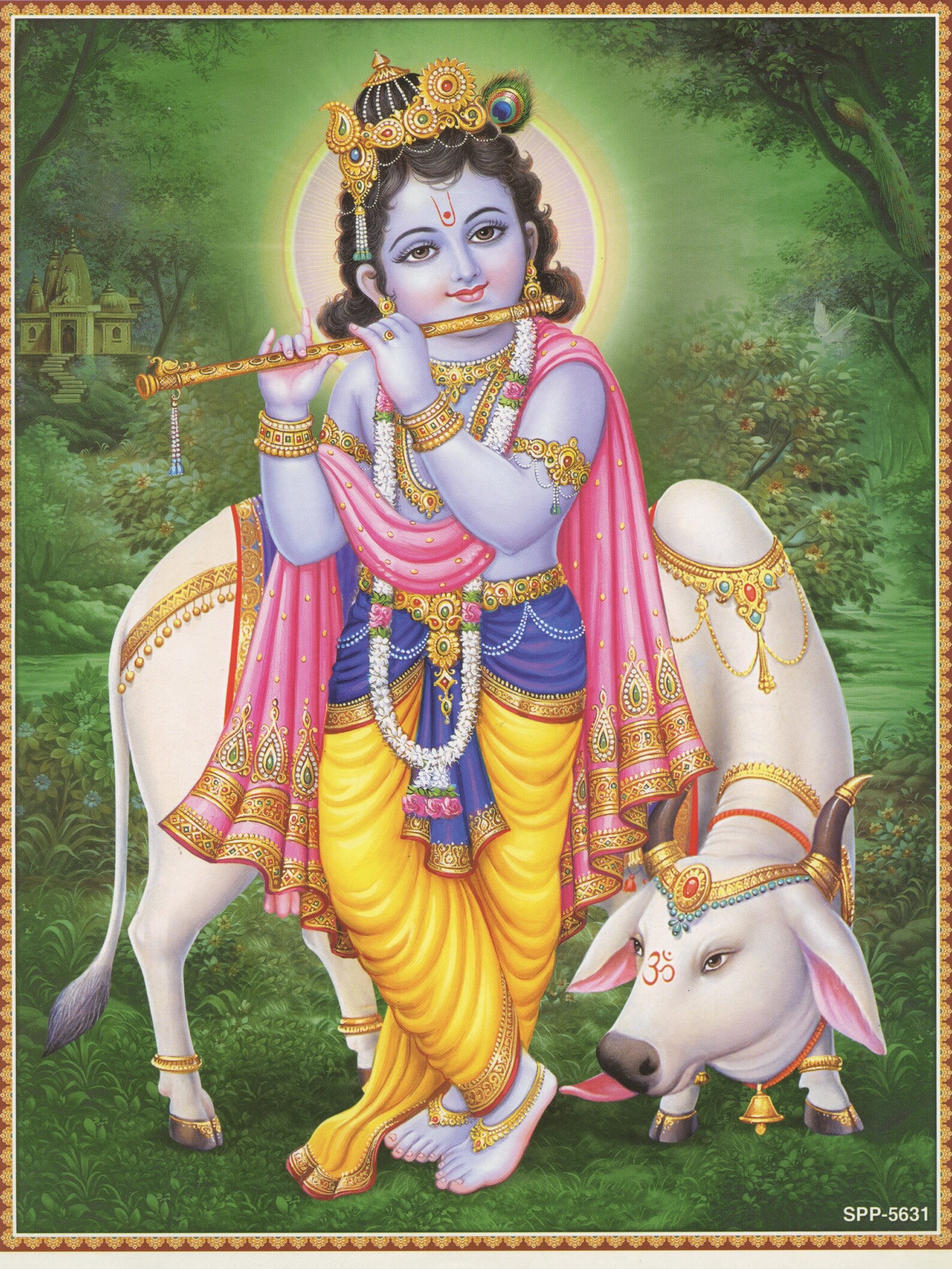 Krishna ... Vintage-style Indian Hindu devotional poster print | Etsy