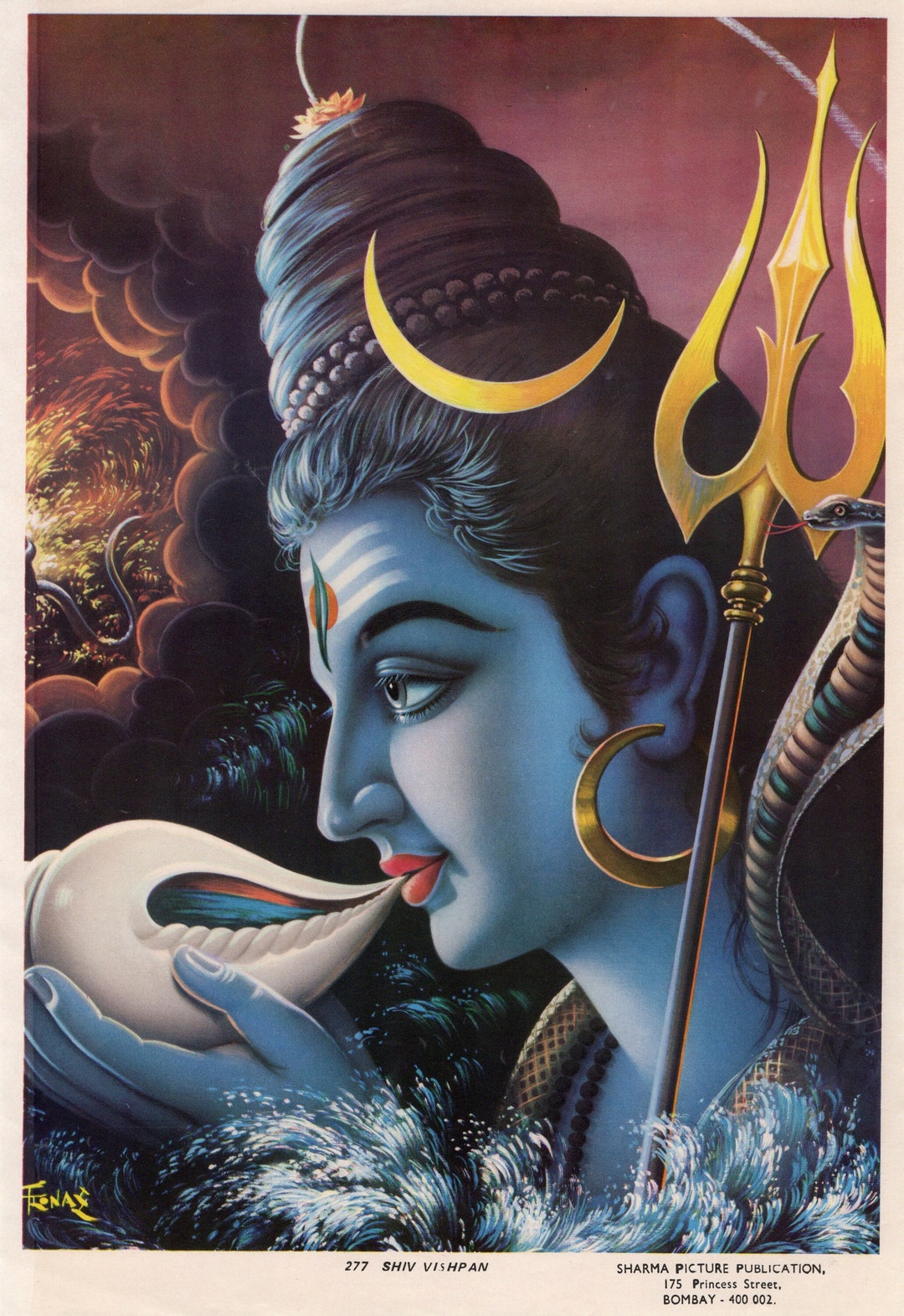 Shiv Vishpan ... Large Vintage Indian Devotional Print - Etsy
