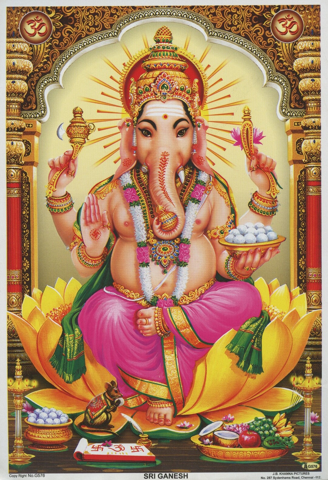 Ganesh vintage-style Indian Devotional Print - Etsy