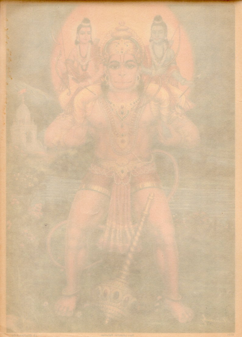 Hanuman Carries Rama & His Brother ... Large Vintage Indian - Etsy