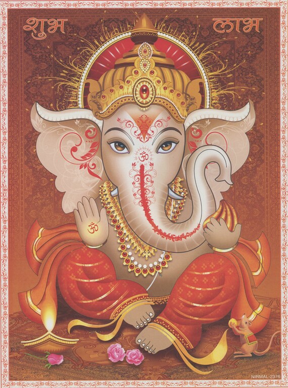 Ganesh .. Vintage-style Indian Hindu Devotional Print. Prints Art ...