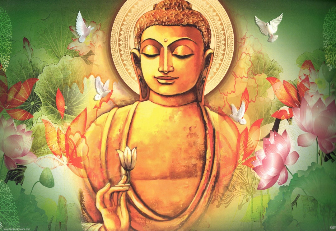 The Buddha ... Large Vintage-style Indian Devotional Poster Print - Etsy