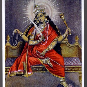 Goddess Matangi Devi ... Vintage-style Indian Hindu Devotional Print ...