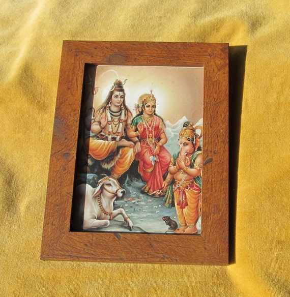 Framed 1990's Card of Shiva and His Family. - Etsy