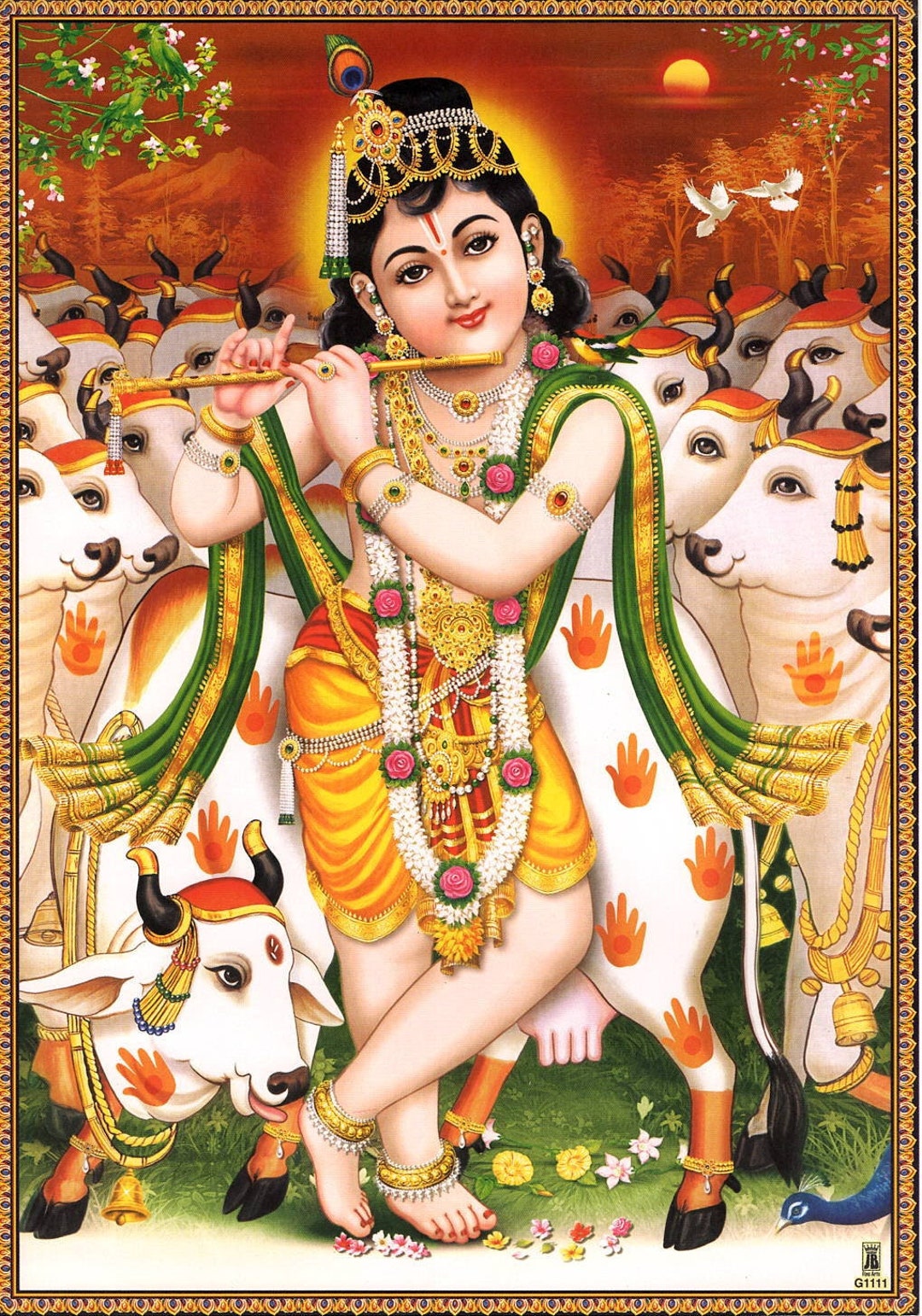 Buy Krishna Art, Krishna ... Large Indian Vintage-style Devotional ...