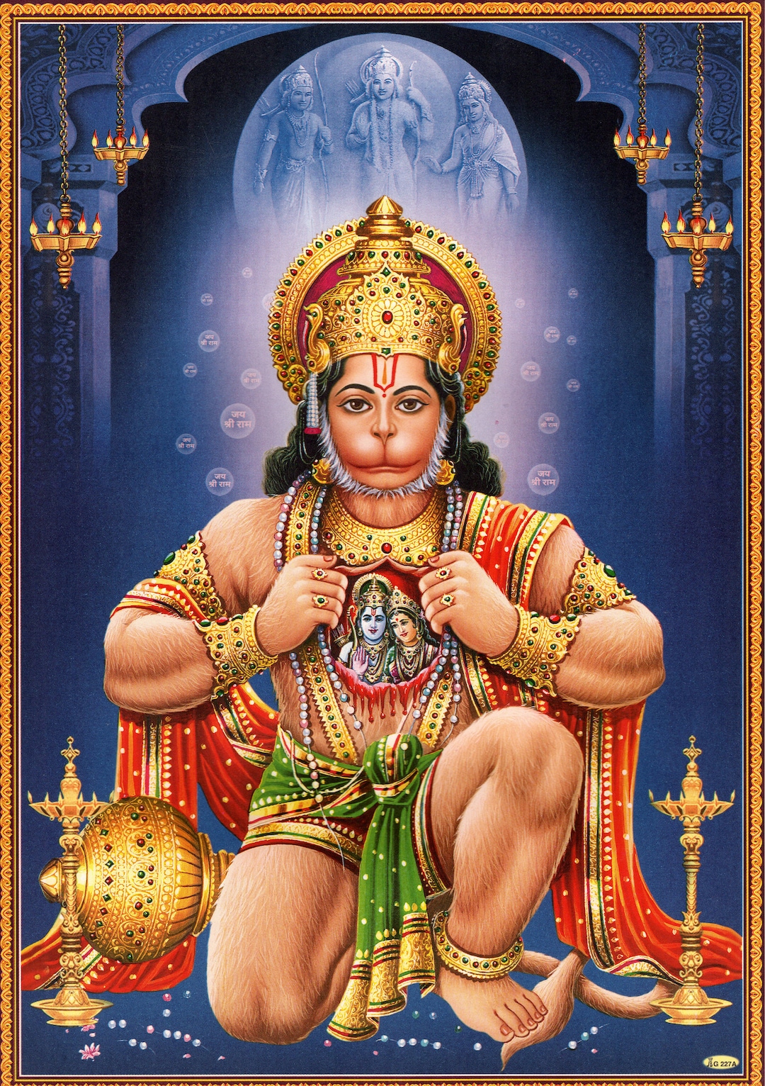 Hanuman ... Large Vintage-style Indian Hindu Devotional Poster Print - Etsy