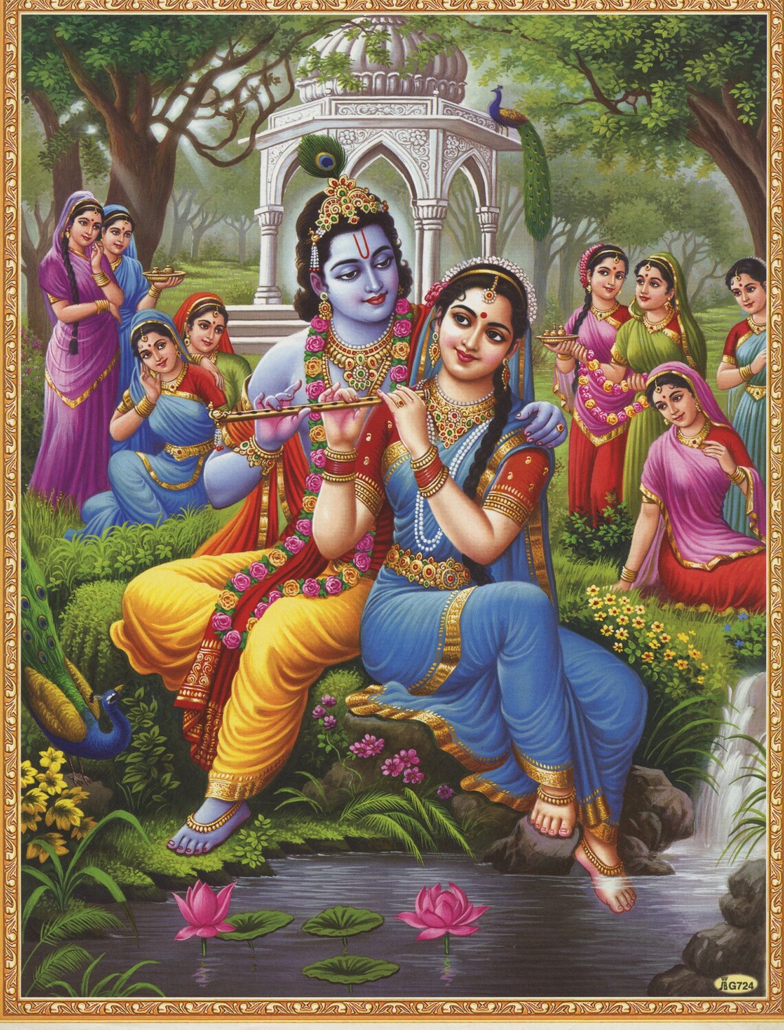 Krishna & Radha vintage-style Indian Devotional Print - Etsy