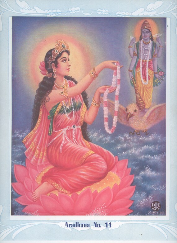 Lakshmi & Vishnu... Contemporary Reprint of Vintage Indian - Etsy