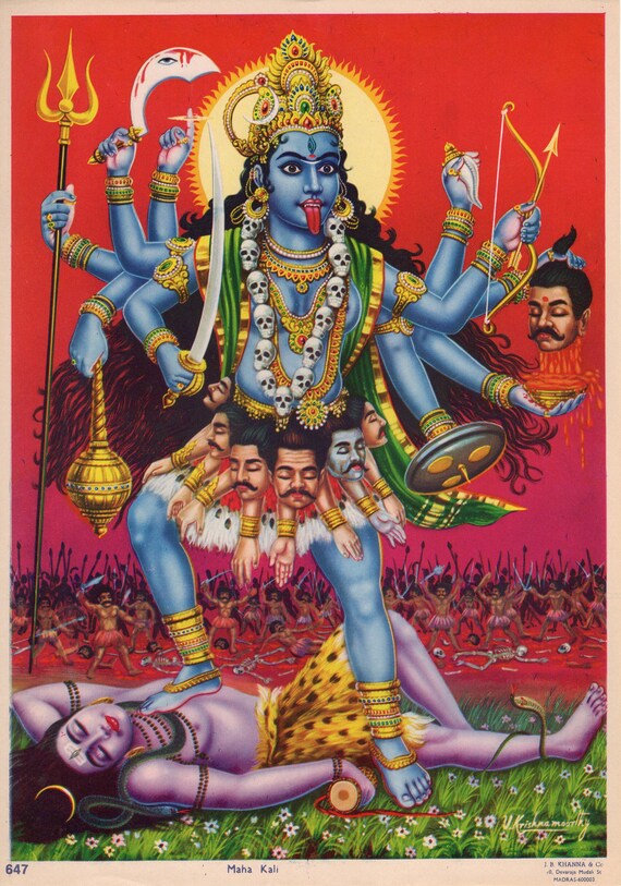 Buy Mahakali ... Large Vintage Indian Hindu Devotional Poster Online in ...