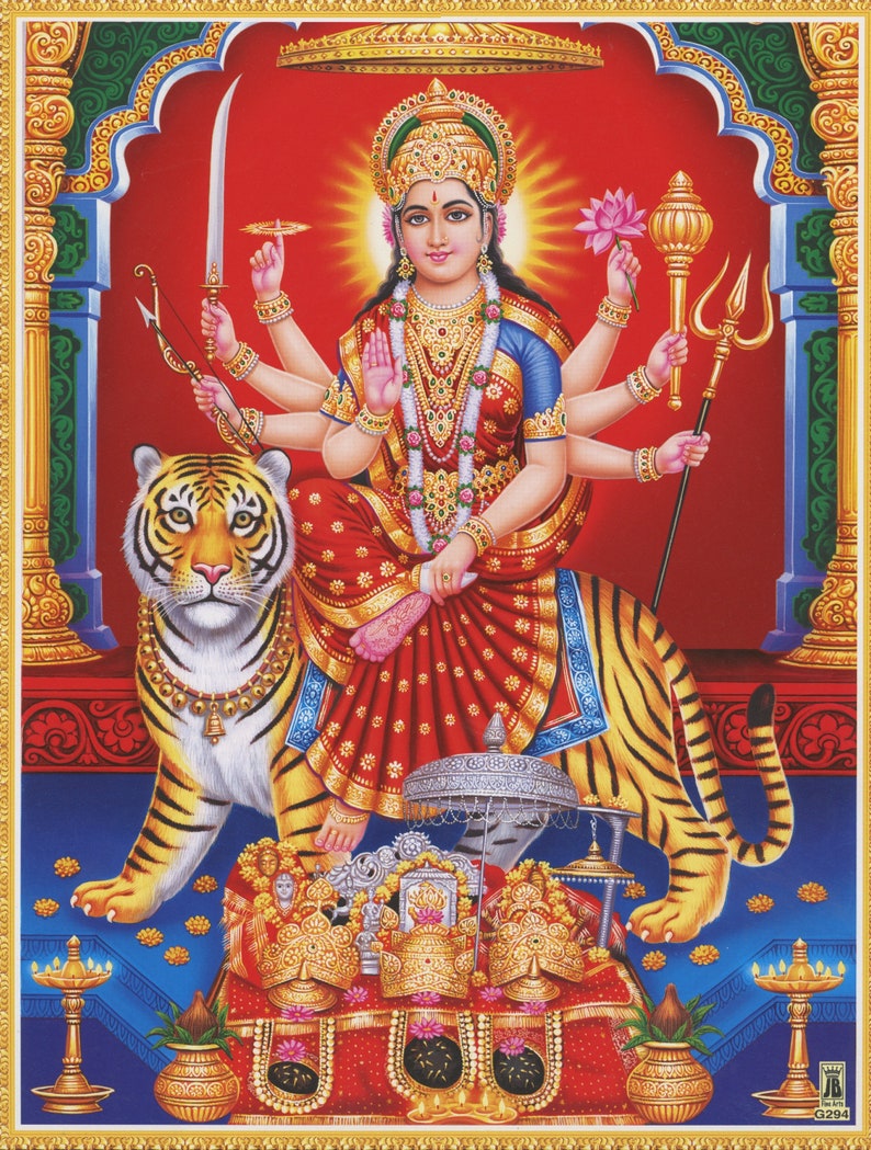 Durga ... Vintage-style Indian Devotional Print | Etsy