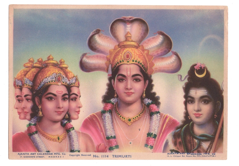The Trimurti - contemporary Reprint of Vintage Indian Hindu Devotional ...