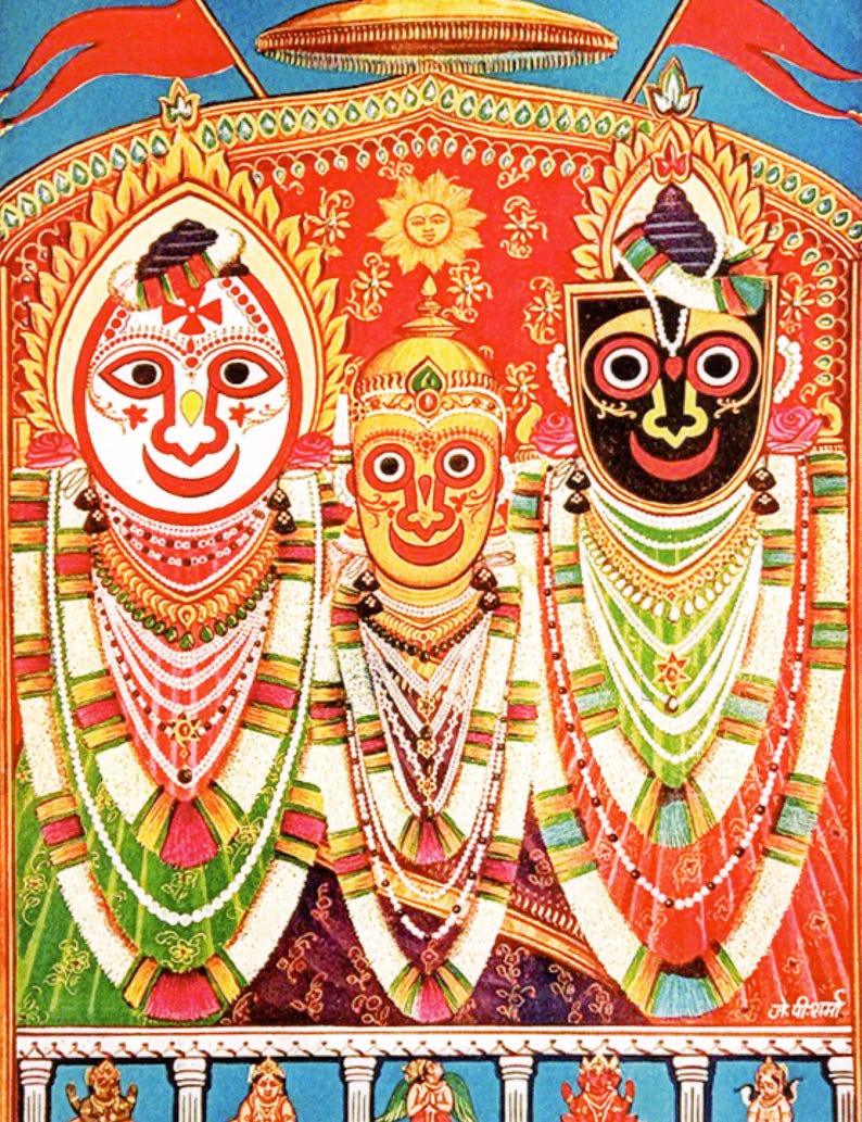 Krishna, the Jagannath Deities - vintage-style Indian Devotional Print ...