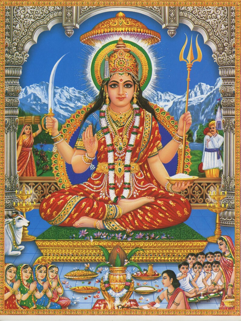 Santoshi Mata ... Vintage-style Indian Hindu Devotional Print. - Etsy