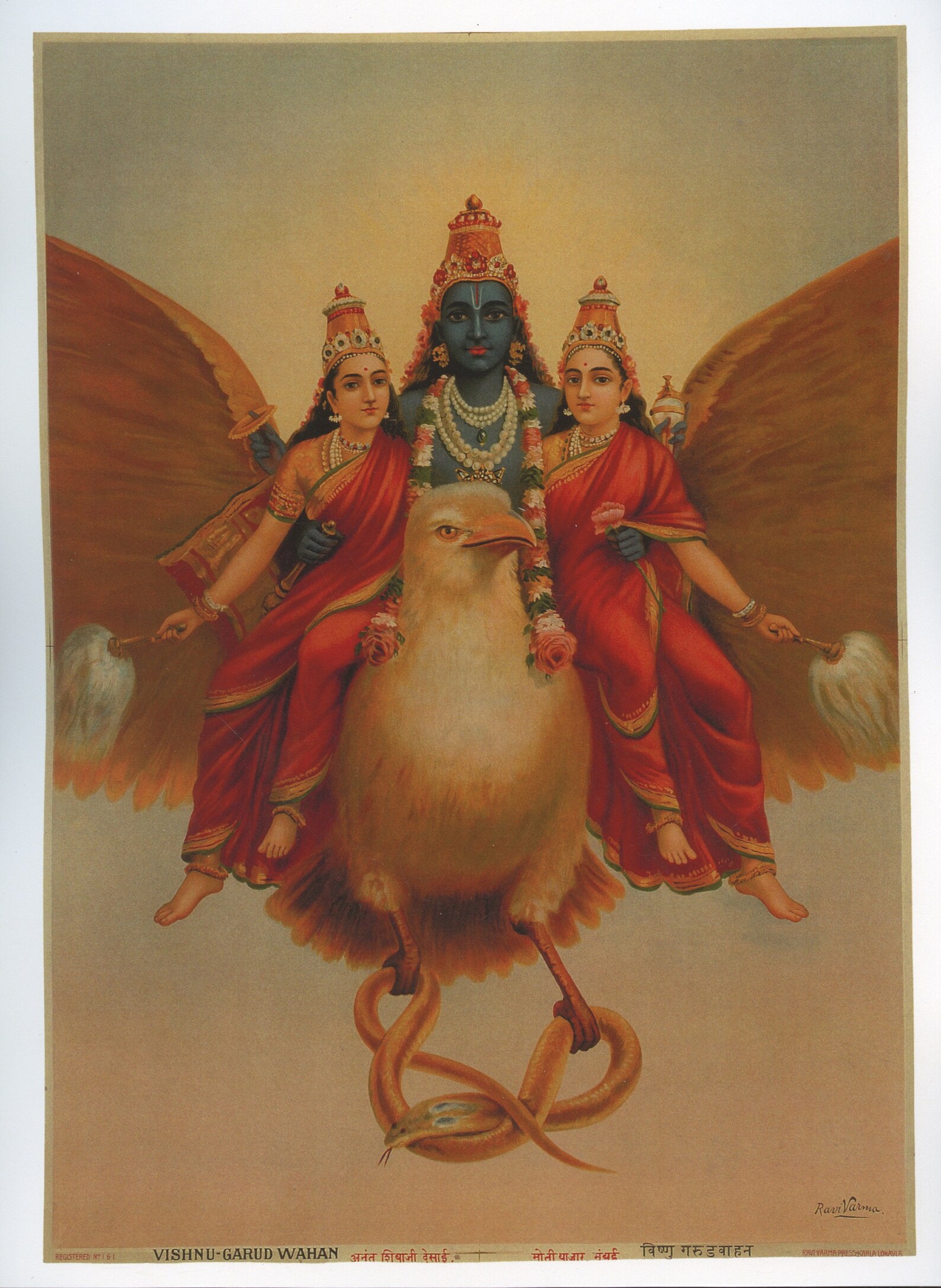 Vishnu Upon Garuda ... Contemporary Reprint of Vintage Indian - Etsy