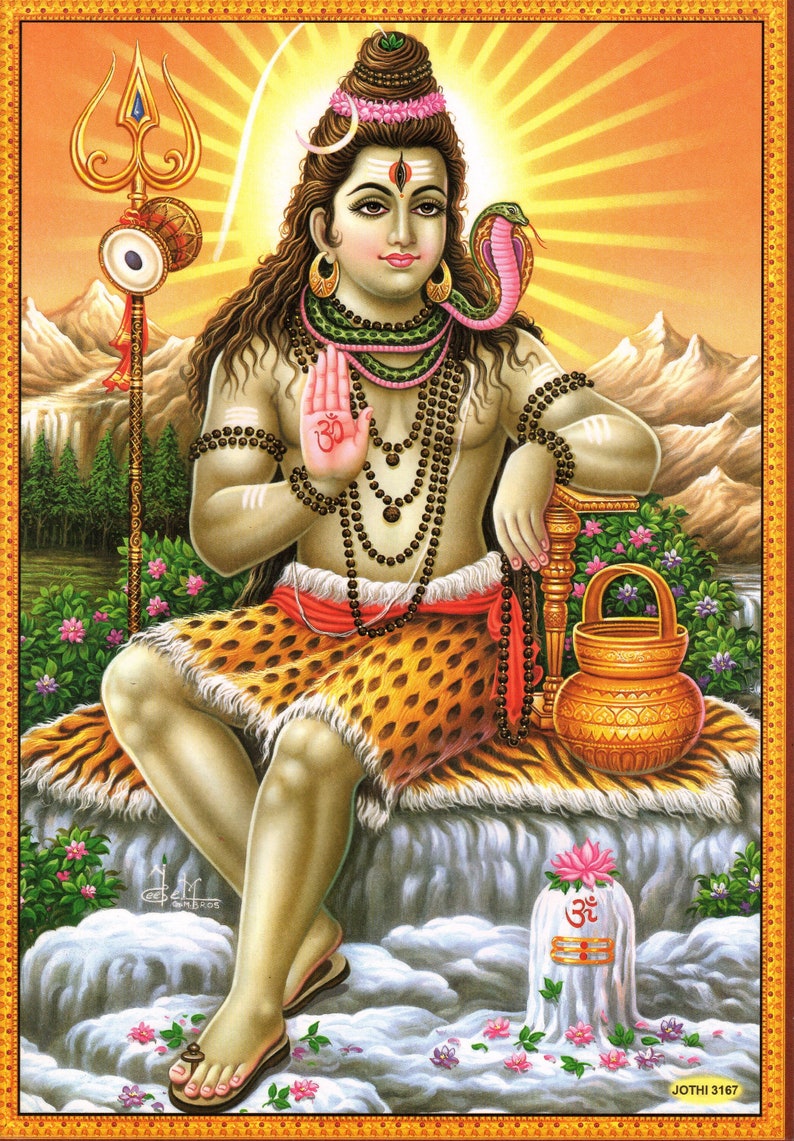 Shiva ... Large Vintage-style Indian Hindu Devotional Poster Print - Etsy