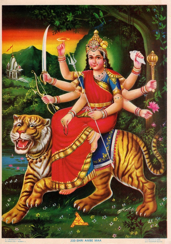 Ambaji ... Shree Ambe Maa Vintage Indian Hindu Devotional - Etsy India