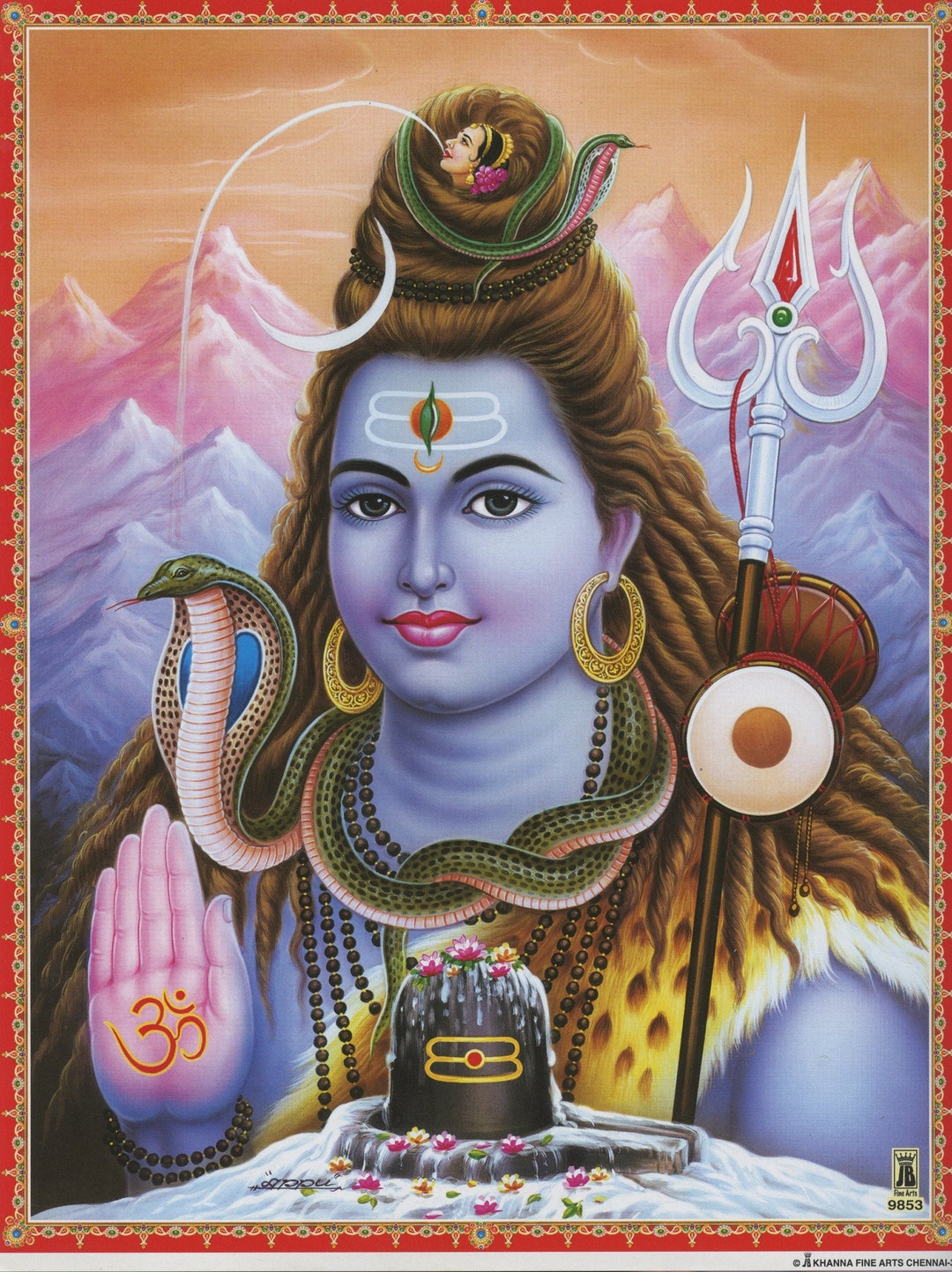 Shiva Art, Shiva ... Vintage-style Indian Hindu Devotional Poster Print ...