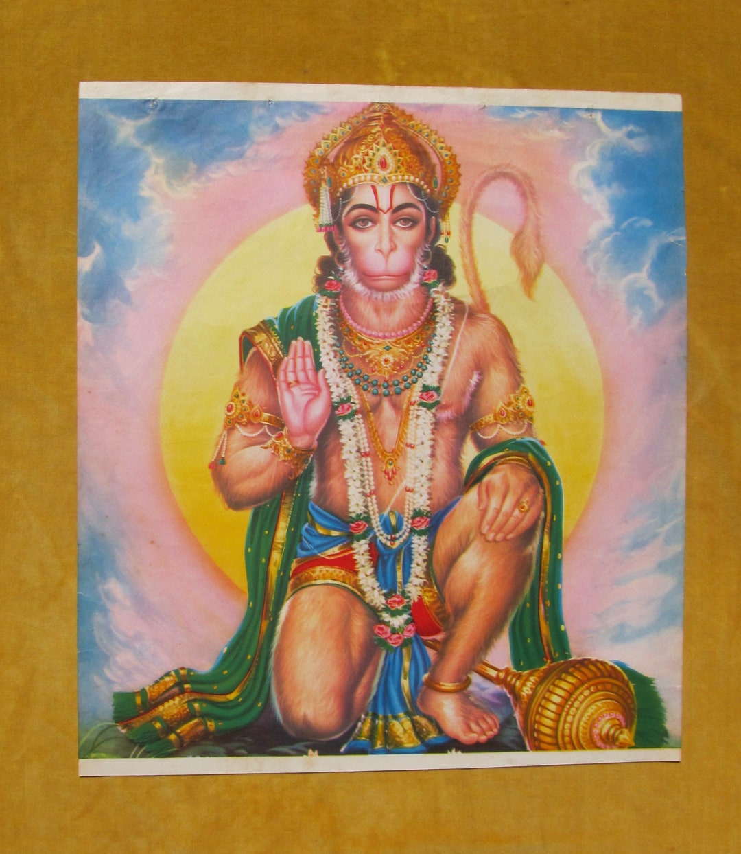 Hanuman large Vintage Indian Hindu Devotional Poster Print - Etsy