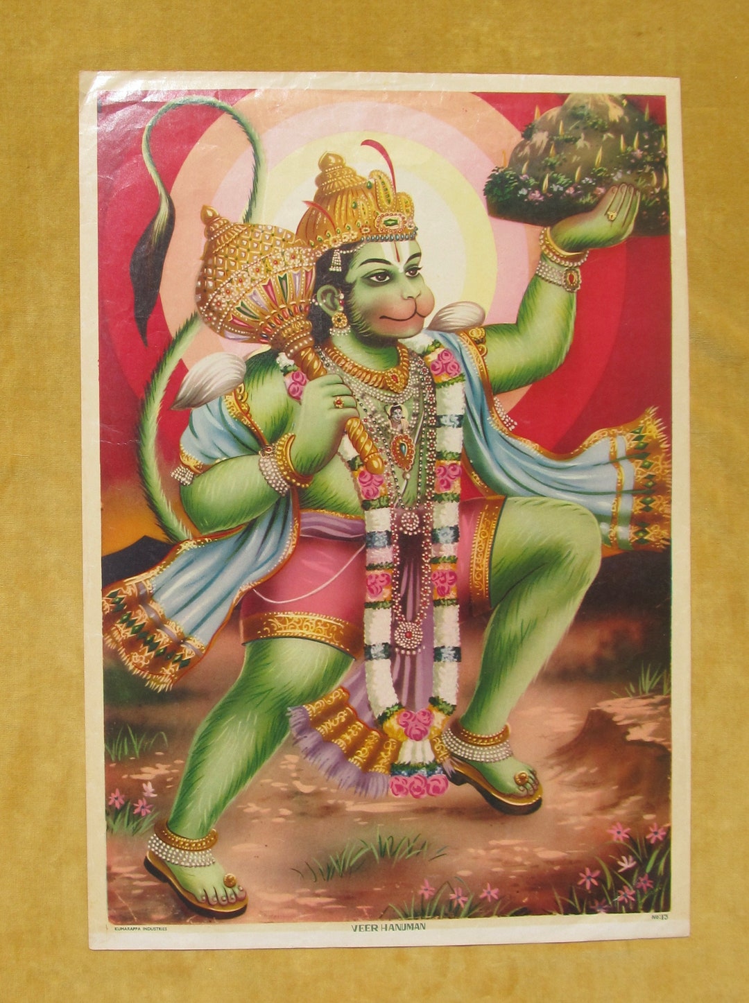 Hanuman - large Vintage Indian Hindu Devotional Poster Print - Etsy