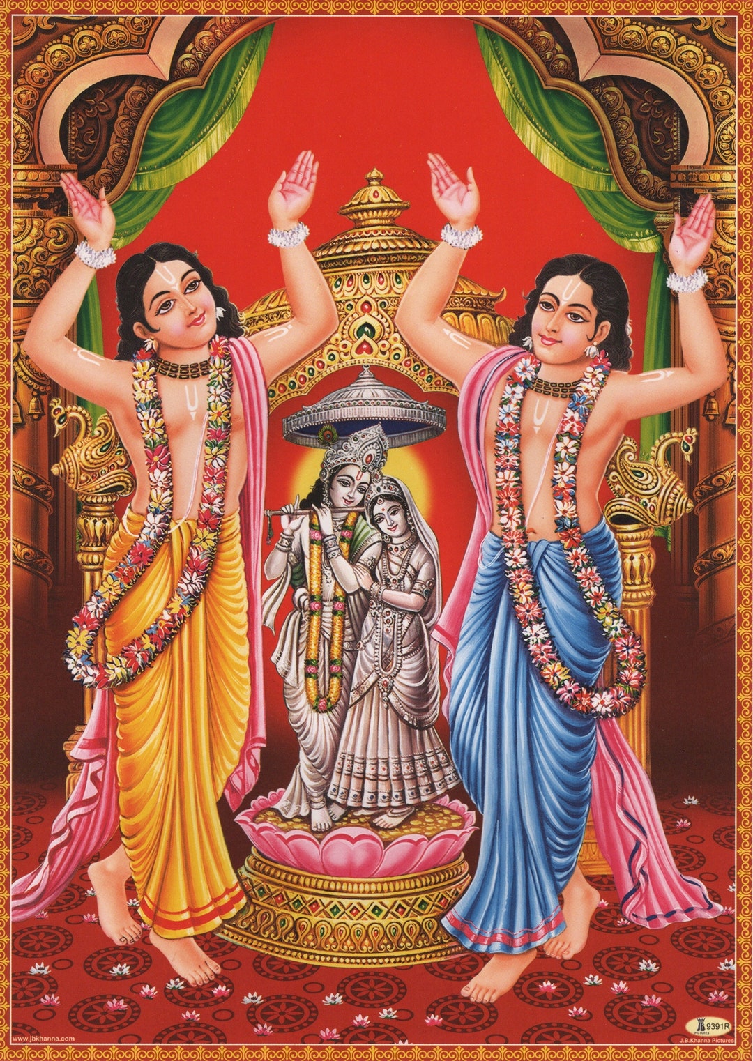 Krishna Art, Devotees ... Large Indian Vintage-style Devotional Print ...