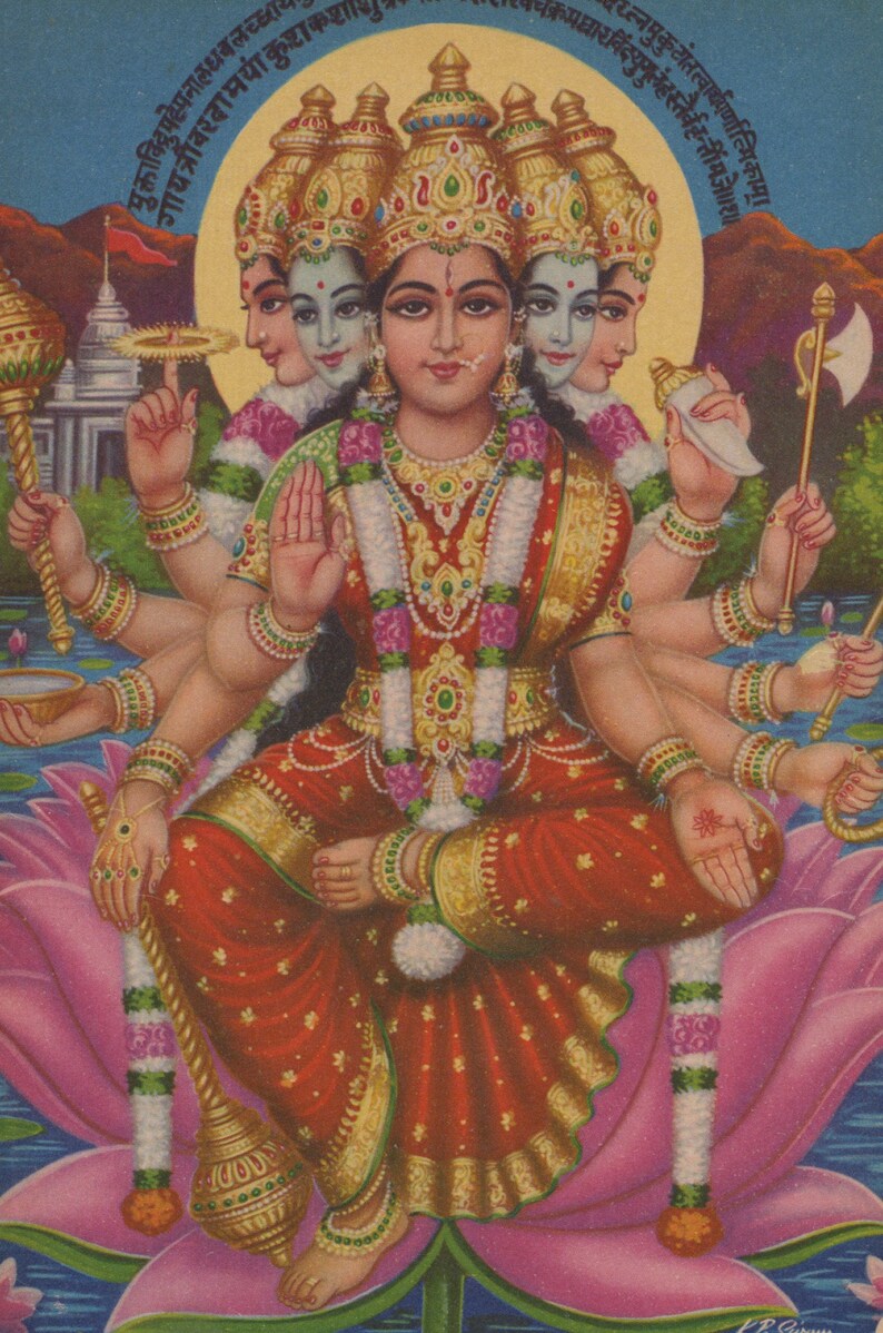 Sri Gayatri ... Vintage Indian Devotional Print - Etsy