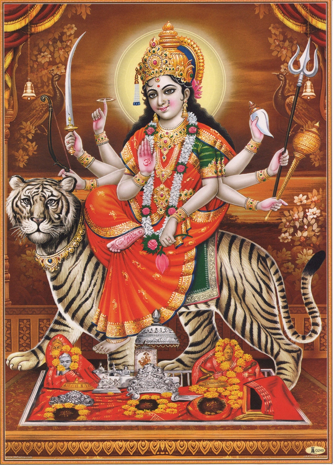 Durga ... Large Vintage-style Indian Hindu Devotional Print - Etsy