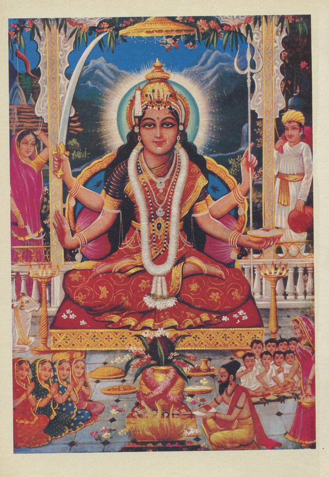 Santoshi Ma ... Vintage Indian Hindu Devotional Poster Print - Etsy