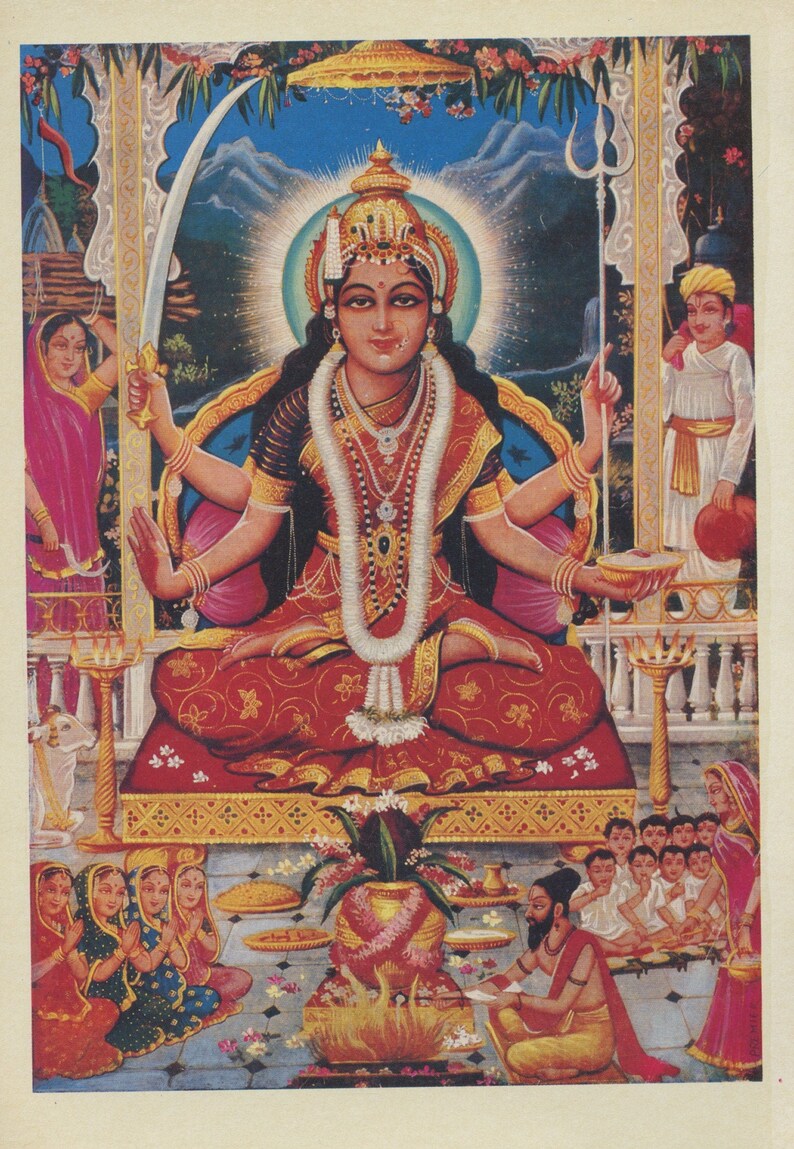 Santoshi Ma ... Vintage Indian Hindu Devotional Poster Print - Etsy