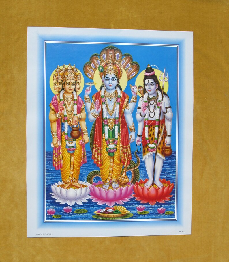 The Trimurti large Indian Hindu Devotional Poster Print - Etsy