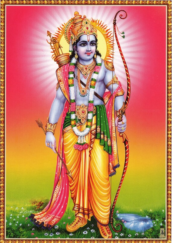 Rama ... Large Vintage-style Indian Hindu Devotional Poster - Etsy