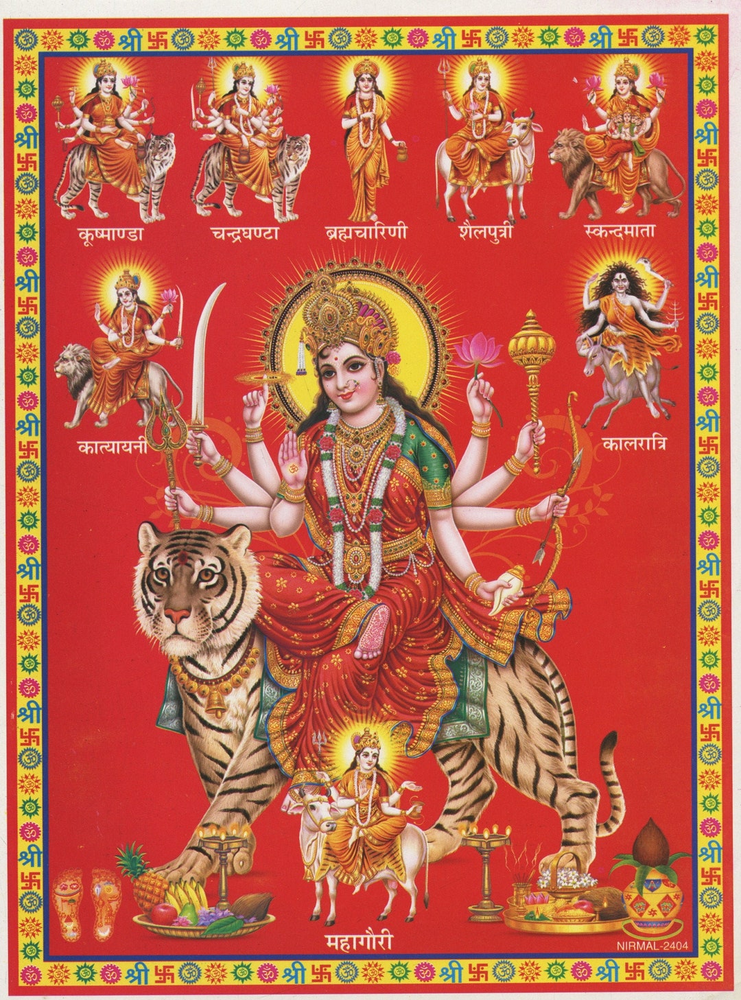 Durga ... Vintage-style Indian Devotional Print - Etsy