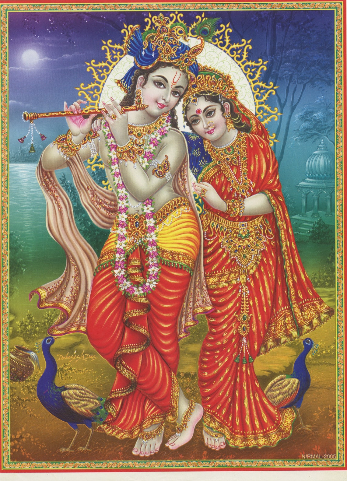 Krishna vintage-style Indian Devotional Print | Etsy