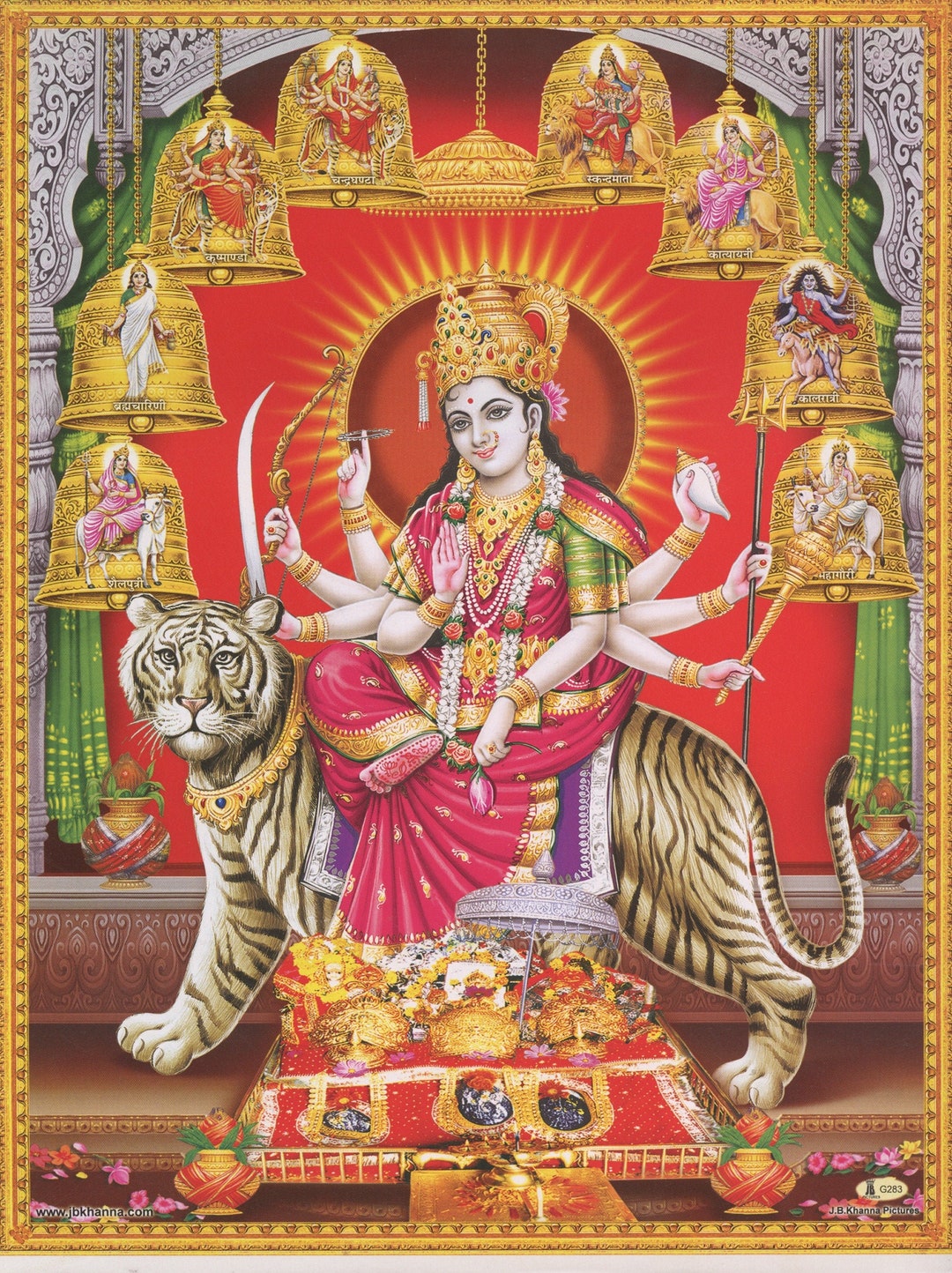 Durga ... Vintage-style Indian Hindu Devotional Print - Etsy
