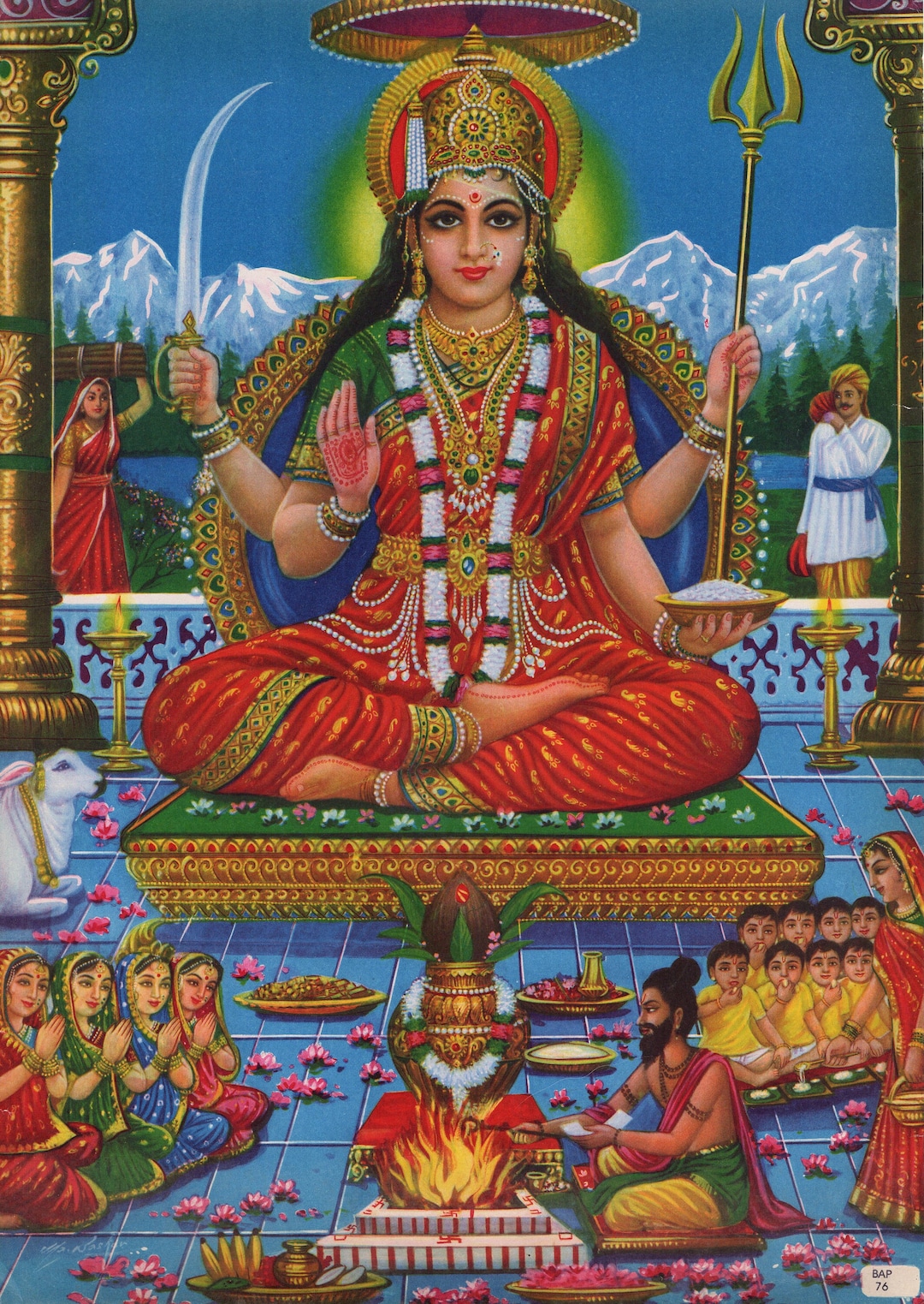 Santoshi Mataji ... Large Vintage Indian Hindu Devotional Poster Print ...
