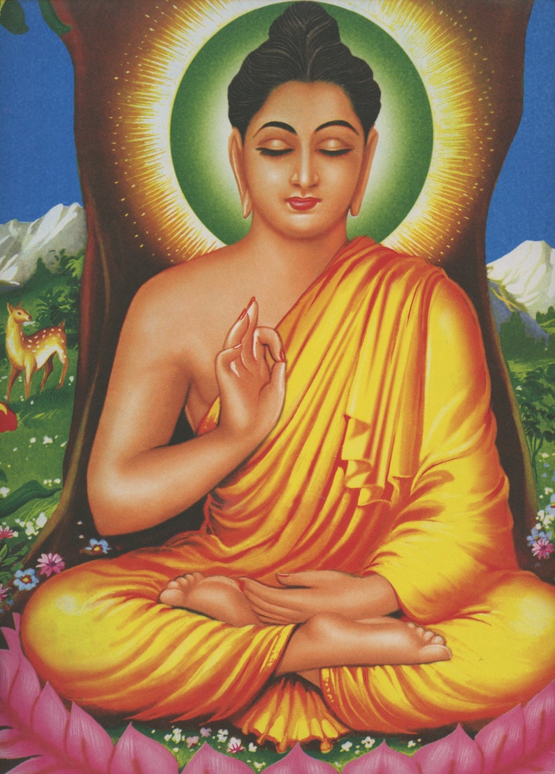 The Buddha ... Large Vintage-style Indian Devotional Poster - Etsy