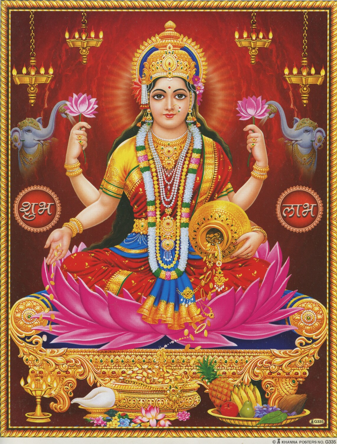 Lakshmi ... Vintage-style Indian Hindu Devotional Poster Print - Etsy