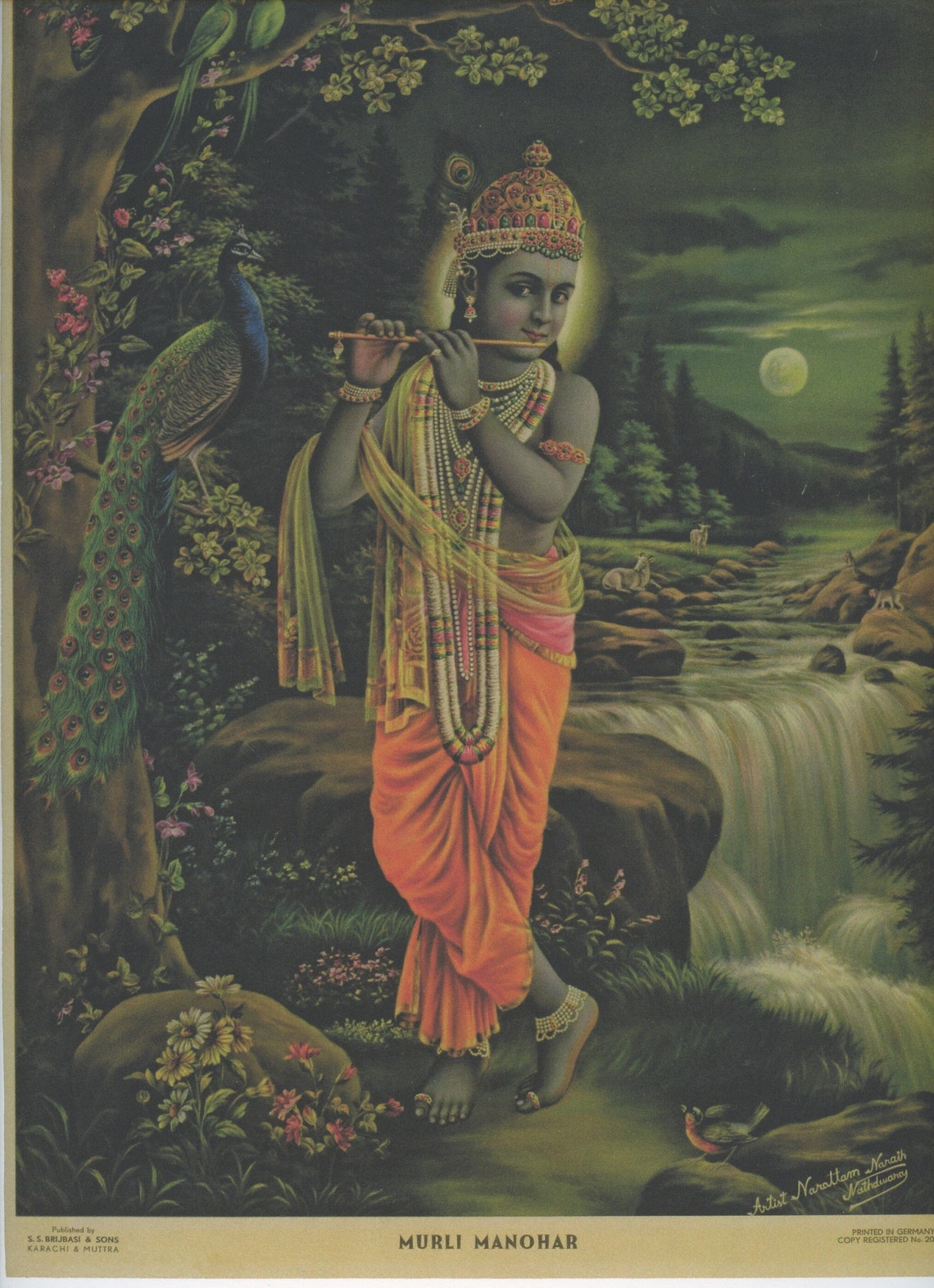 Murli Manohar Charming Krishna With Flute ... Contemporary - Etsy