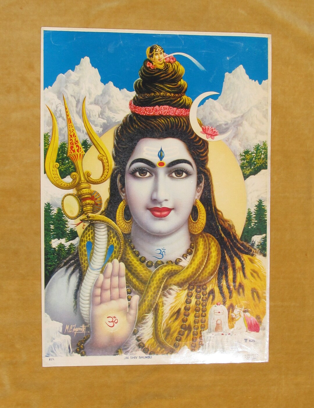 Shiva - large Vintage Indian Hindu Devotional Poster Print - Etsy