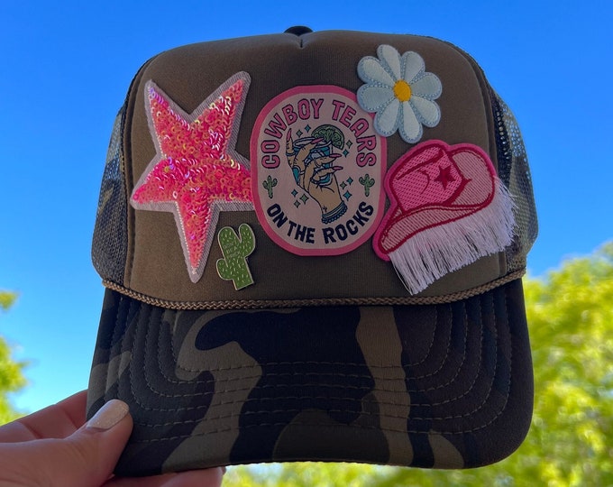 Trucker Hat With Patches, Retro Trucker Hat for Women, Hat Patches, Custom Trucker, Patch ...