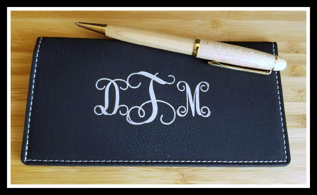 Leather Checkbook Cover, Custom Faux Vegan, Personalized Checkbook ...