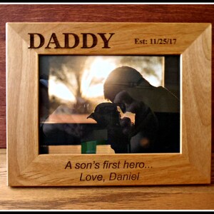 Father's Day Personalized Daddy Picture Frame, A Son's First Hero, Baby ...