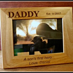 Father's Day Personalized Daddy Picture Frame, A Son's First Hero, Baby ...