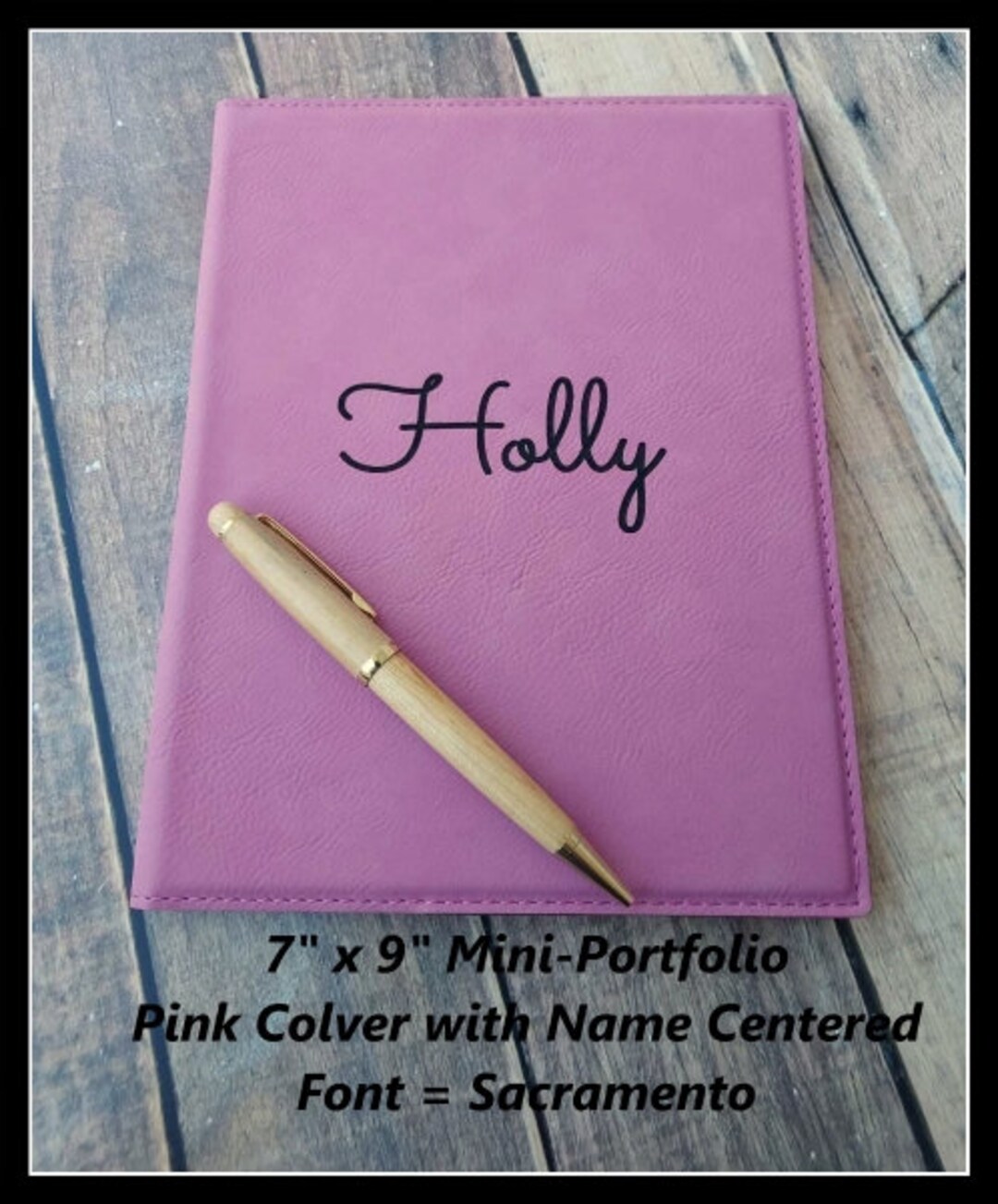 MINI - PORTFOLIO Personalized Leather With Notepad, 7" X 9" Customized ...