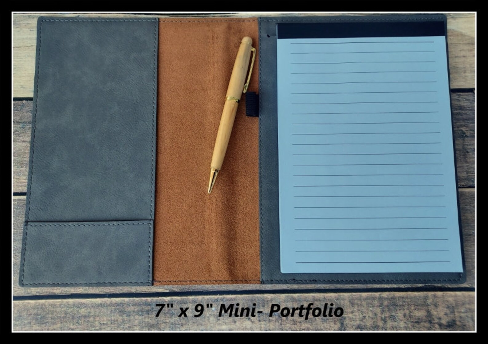 MINI PORTFOLIO Personalized Leather With Notepad 7 X - Etsy
