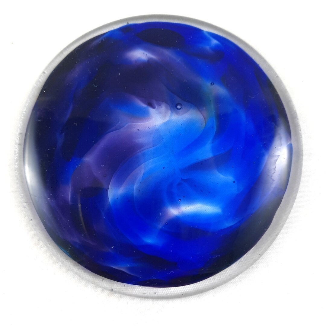 Handmade Art Glass Rondel, Blue and Purple, for Stained Glass Artists ...