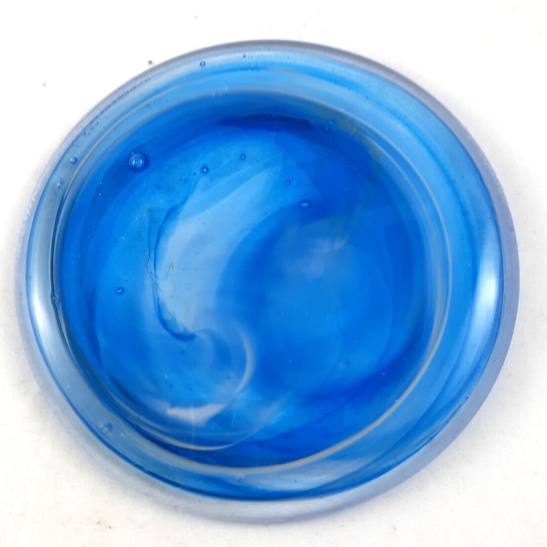 Handmade Art Glass Rondel, Blue and White, for Stained Glass Artists, 3 ...