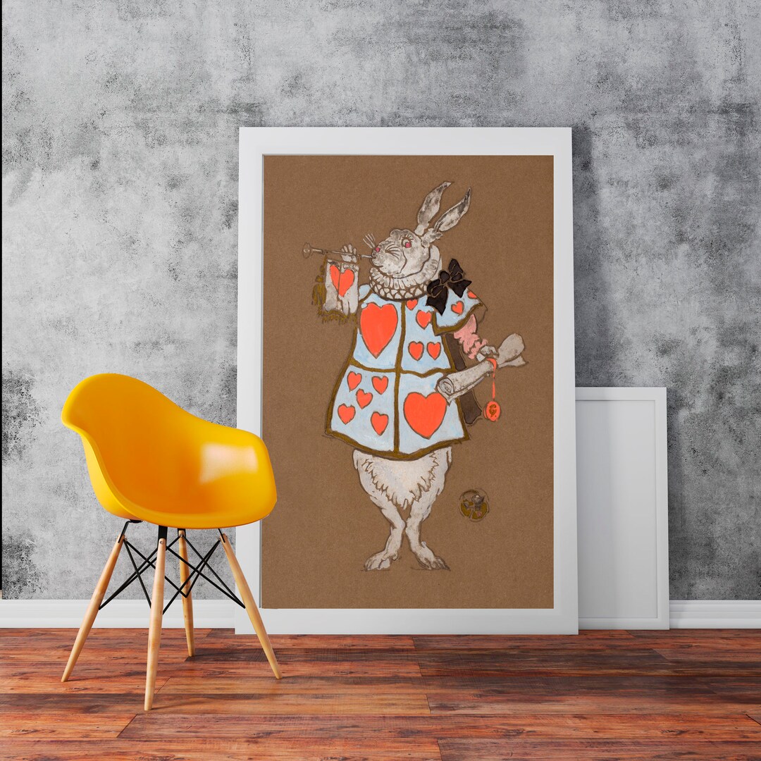 White Rabbit Alice in Wonderland Book Artwork - Classic Art Wall Art ...
